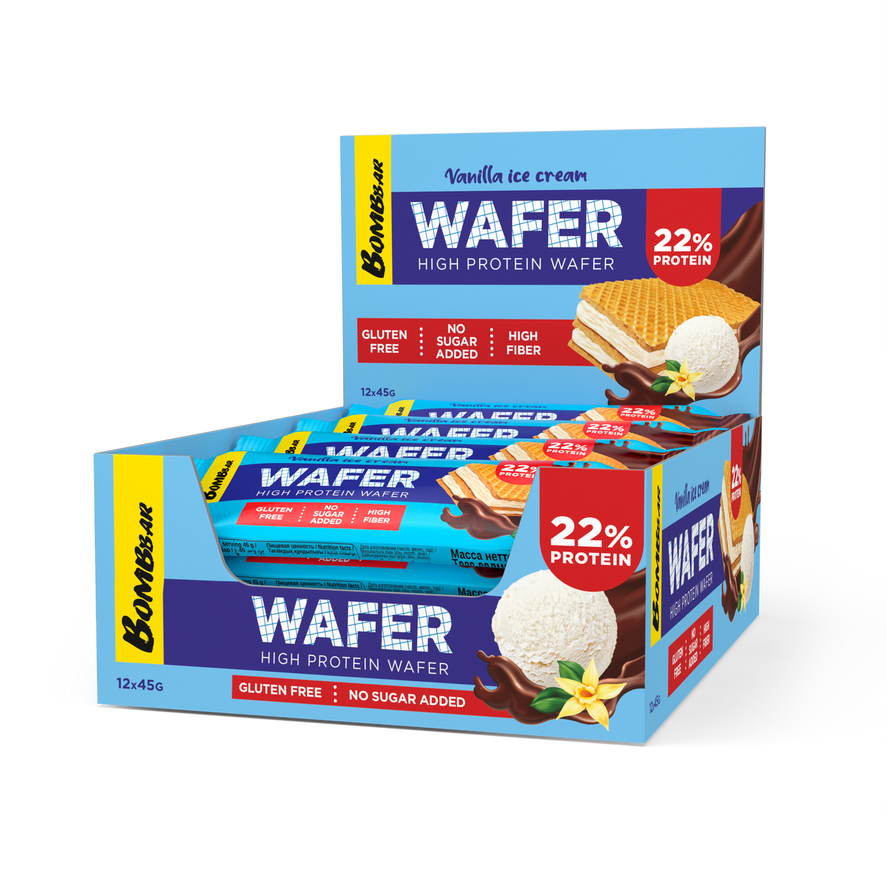 Chocolate Glazed Wafer Bar 45g – Gluten-Free – Bombbar